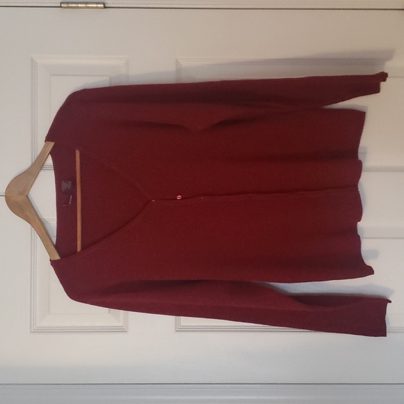Merona | Sweaters | Ruby Red Metallic Ribbed Cardigan | Poshmark